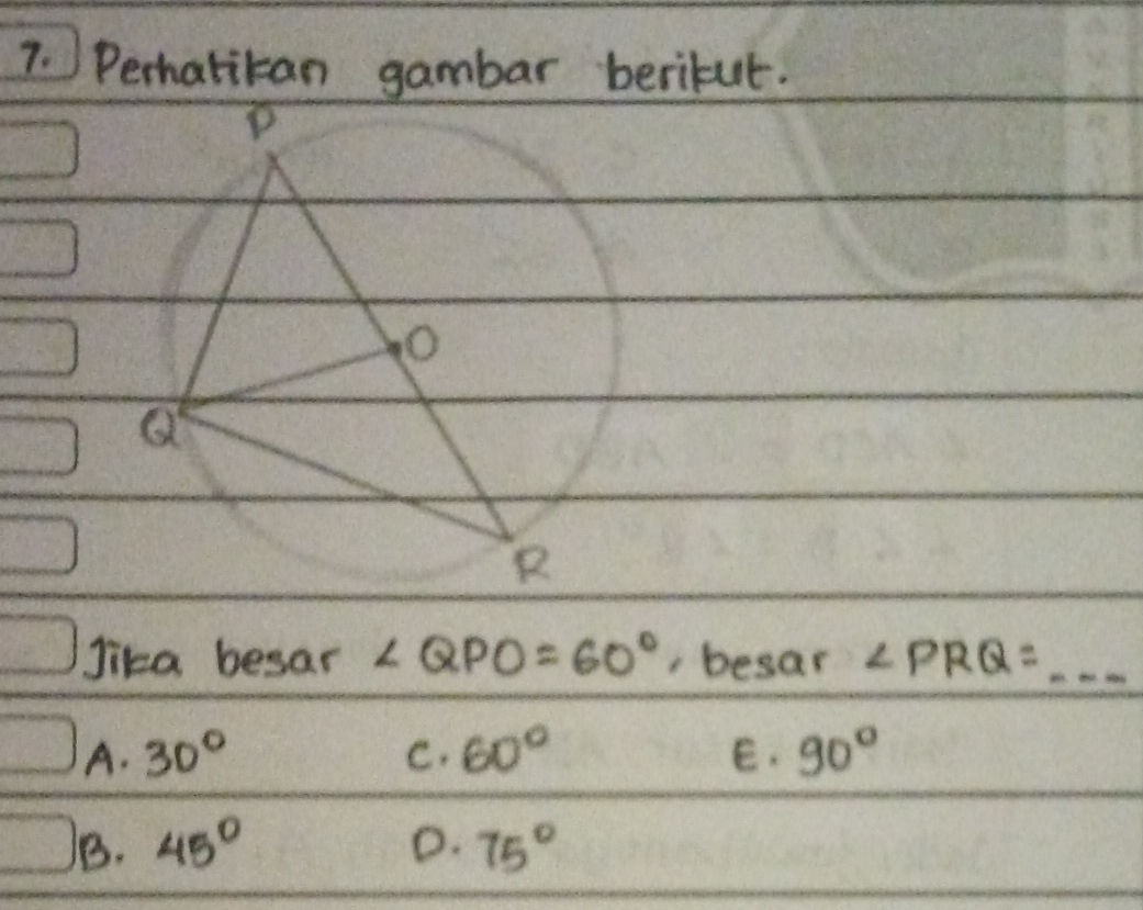 Perhatikan gambar berikut. Jika besar ∠QPO | StudyX