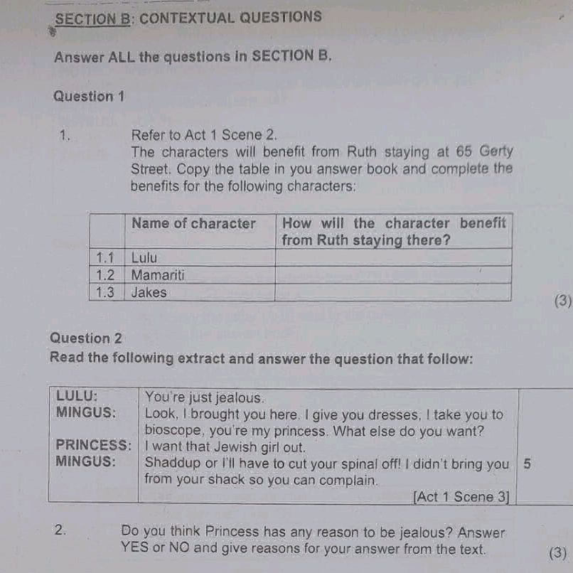 SECTION B: CONTEXTUAL QUESTIONS Answer ALL | StudyX