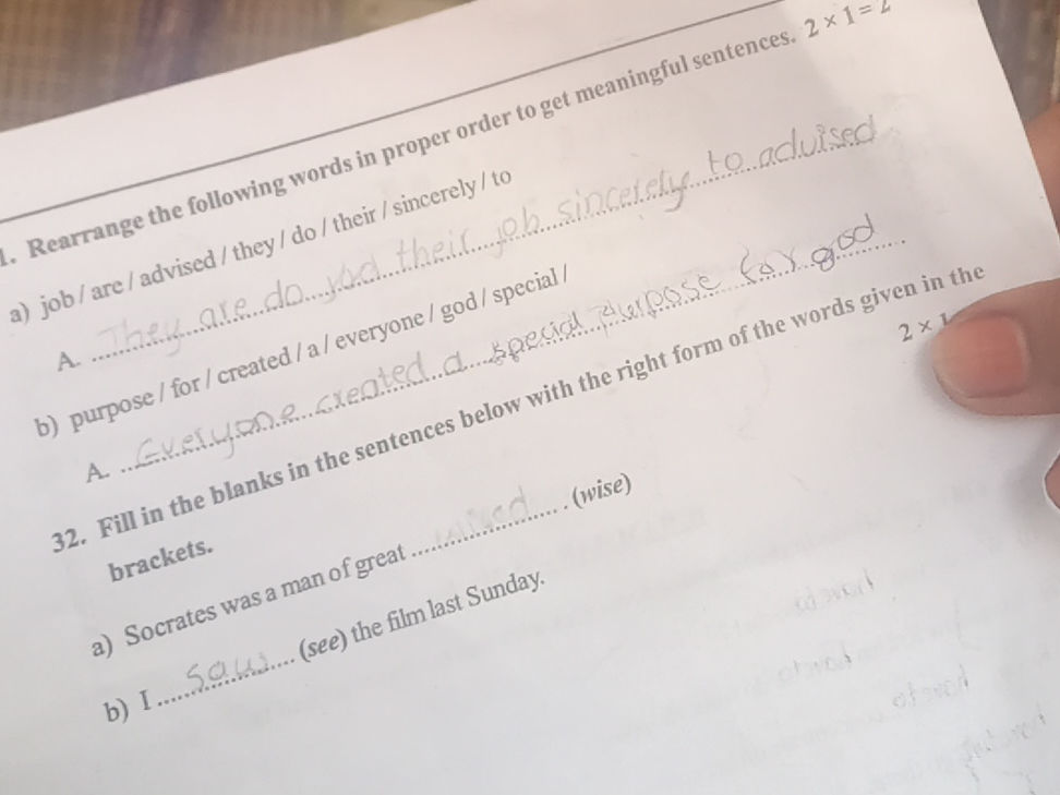 1. Rearrange the following words in proper | StudyX