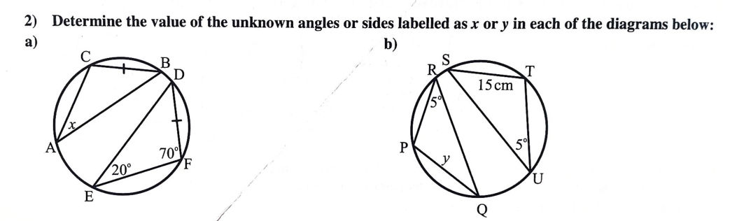 2) Determine the value of the unknown angles | StudyX