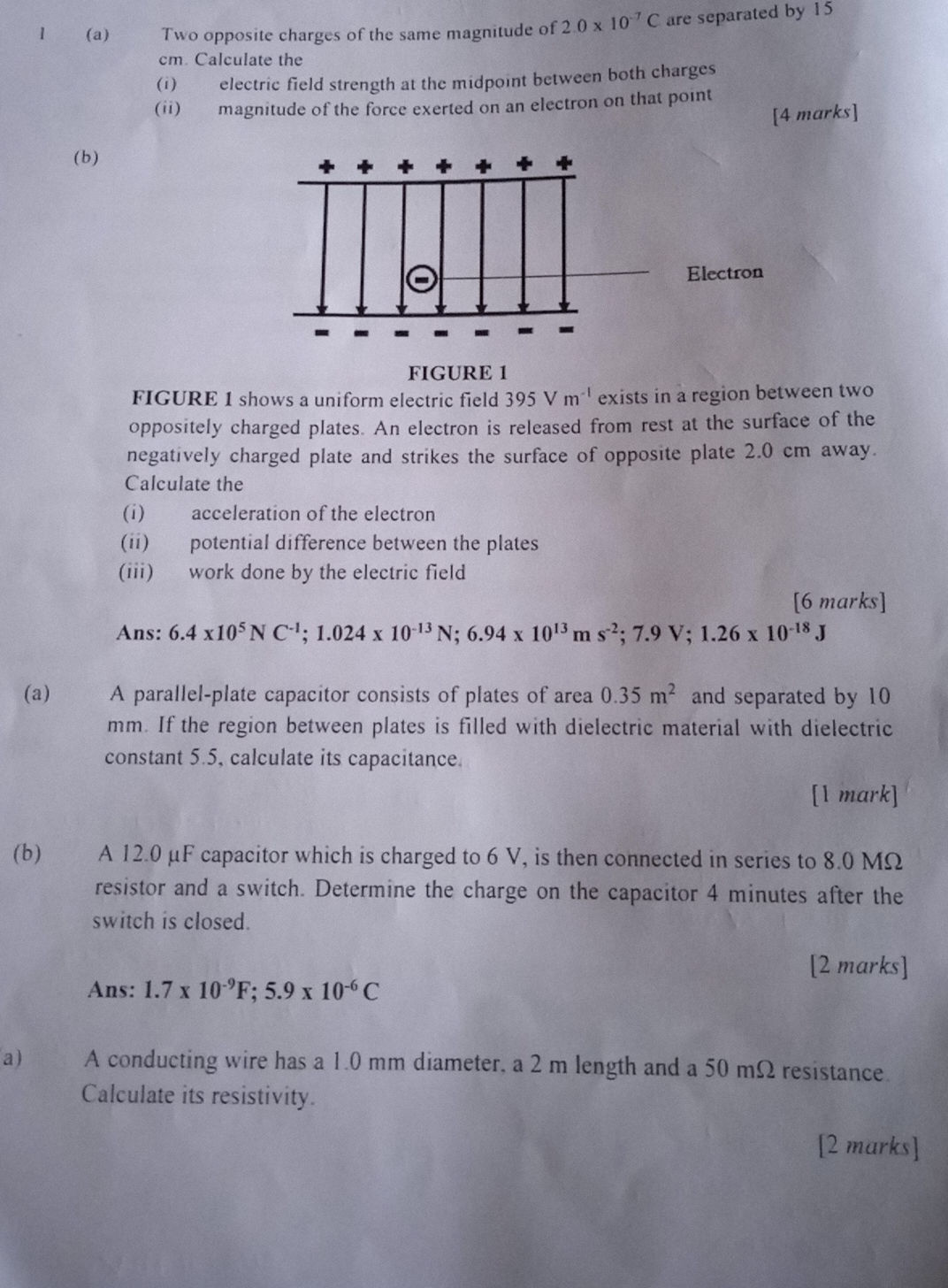 (a) Two opposite charges of the same | StudyX