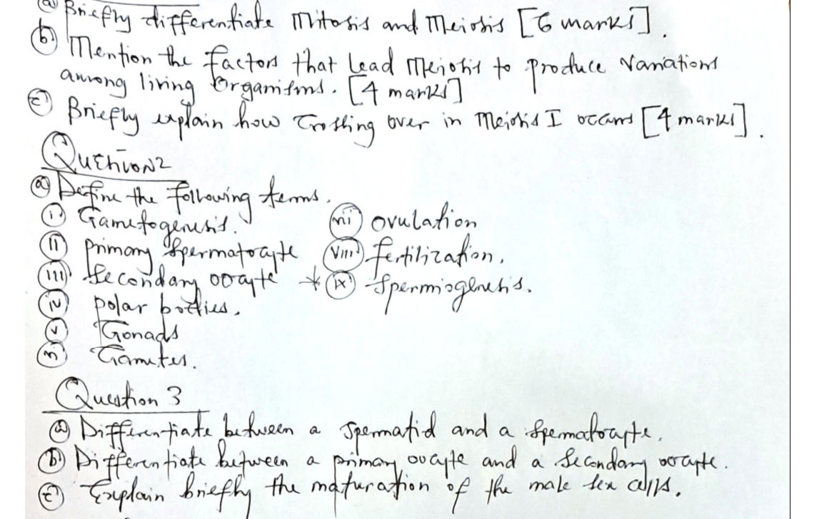 (a) Briefly differentiate Mitosis and | StudyX