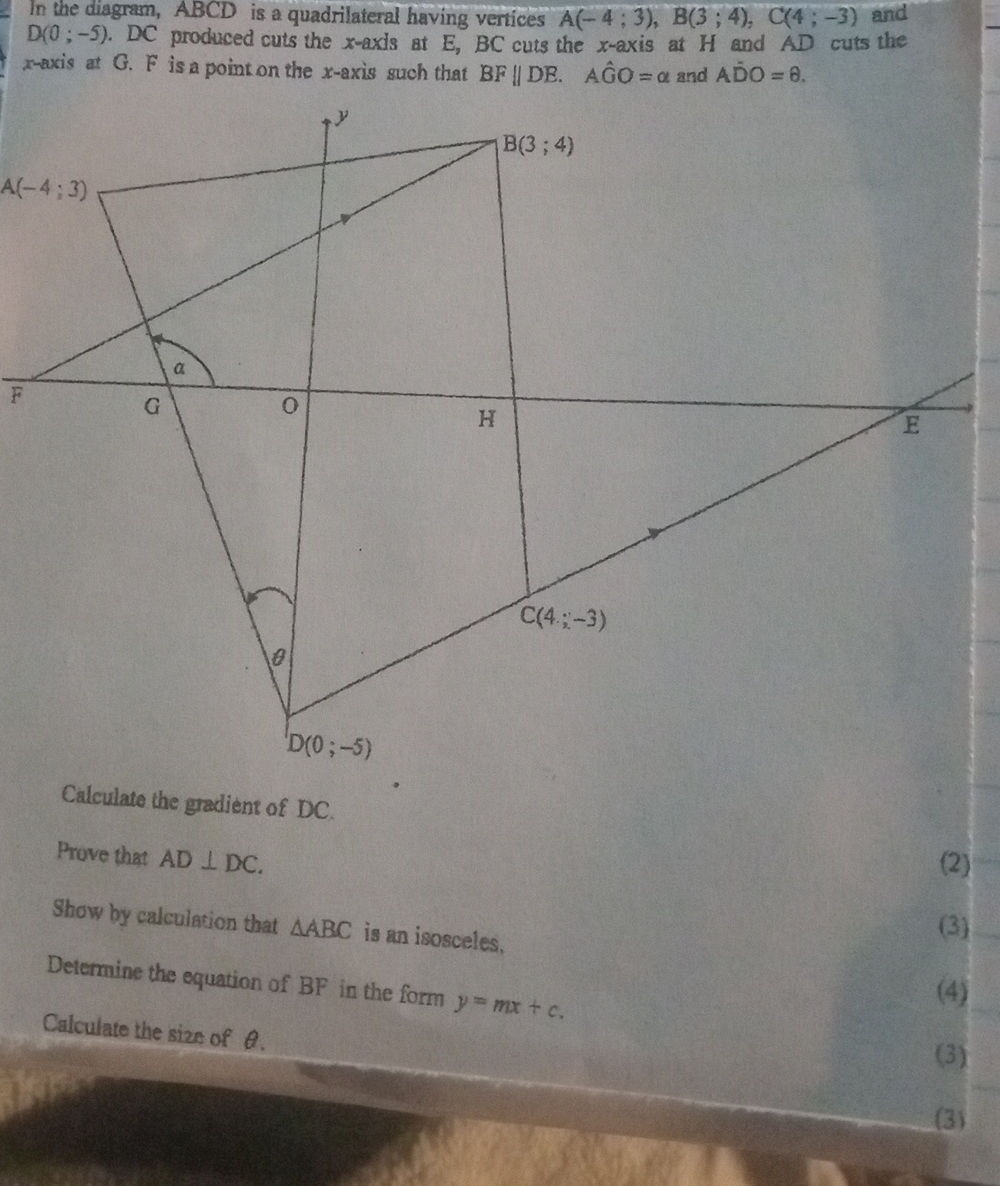 In the diagram, ABCD is a quadrilateral | StudyX
