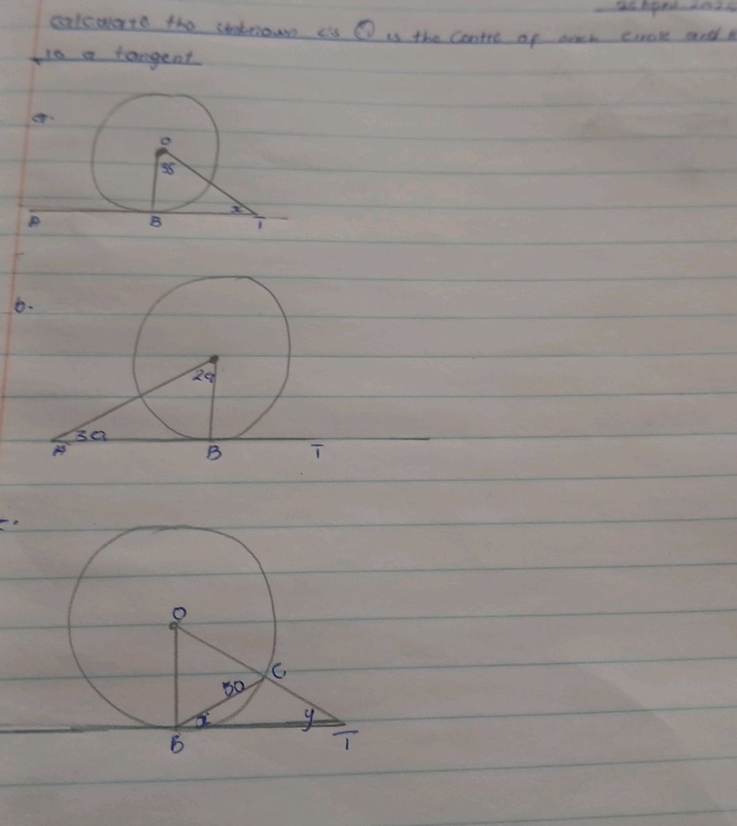 Calculate the unknown angles. O is the | StudyX