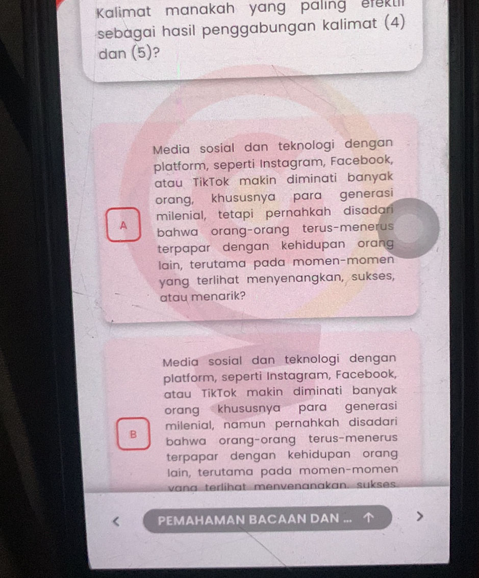 Kalimat manakah yang paling efektif sebagai | StudyX