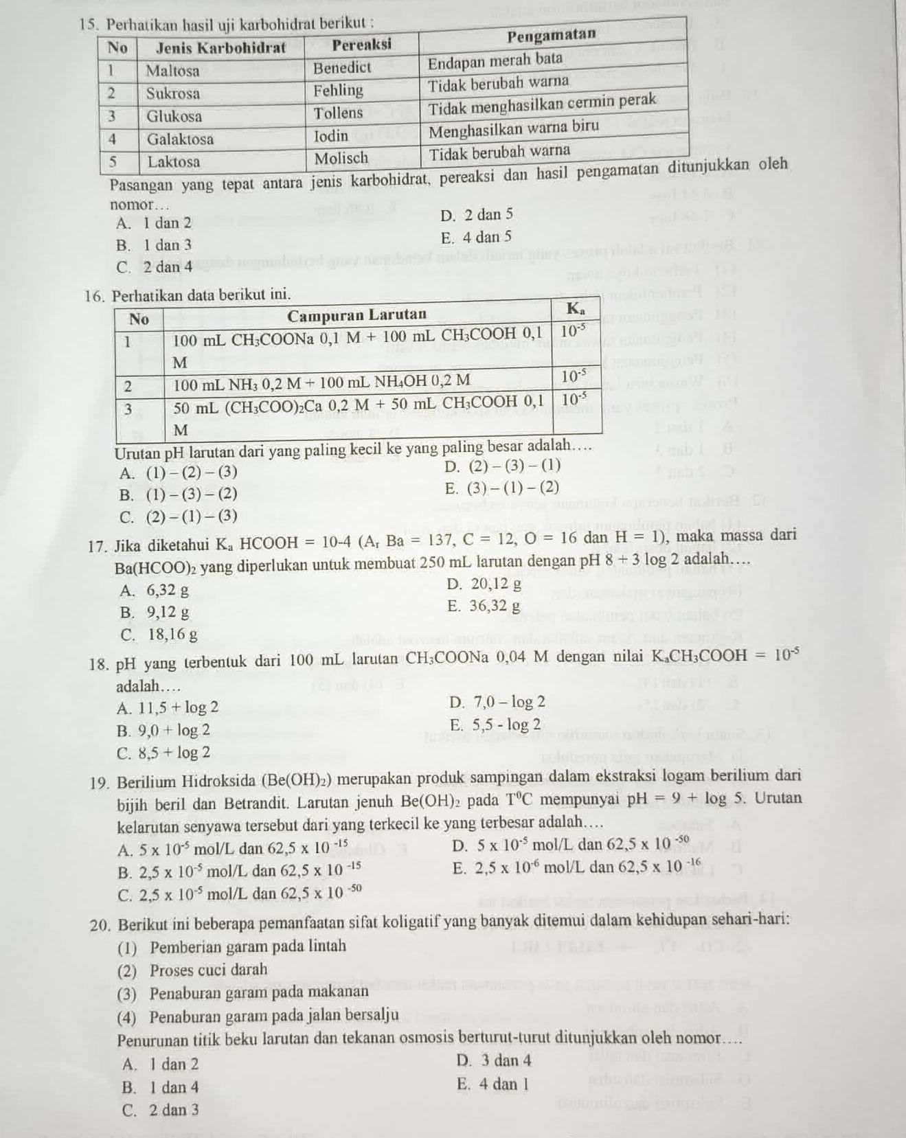 15. Perhatikan hasil uji karbohidrat | StudyX