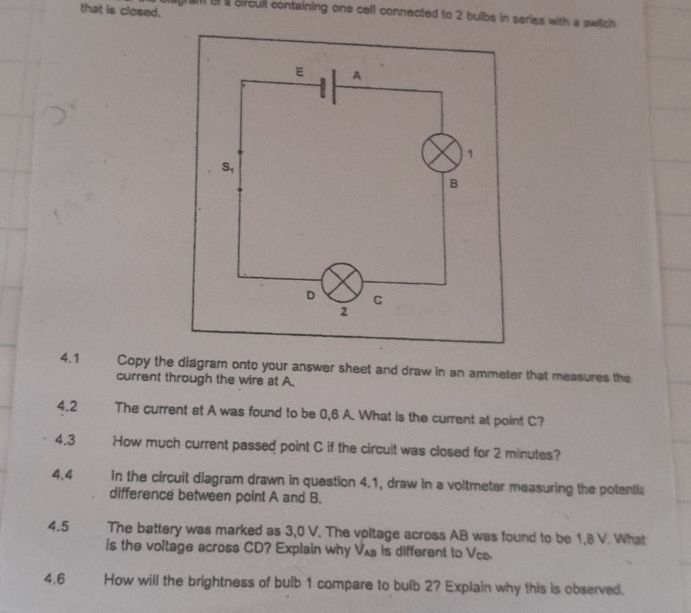 4.1 Copy the diagram onto your answer sheet | StudyX
