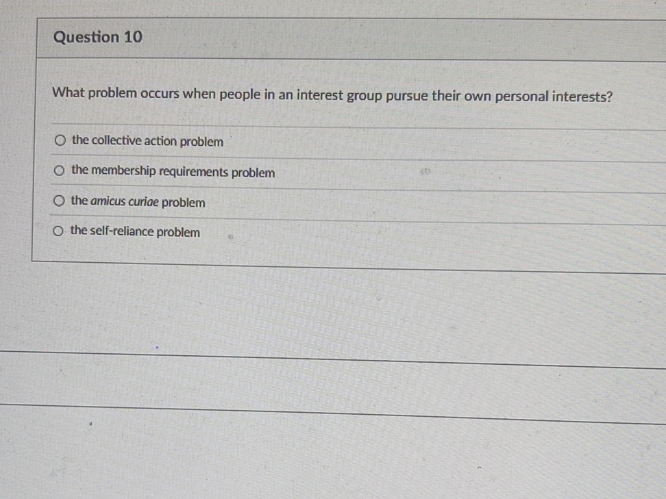 Question 10 What problem occurs when people | StudyX