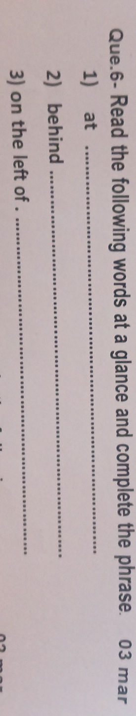 Que.6- Read the following words at a glance | StudyX