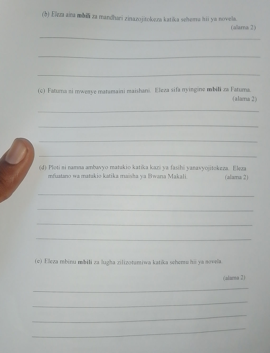 (b) Eleza aina mbili za mandhari | StudyX