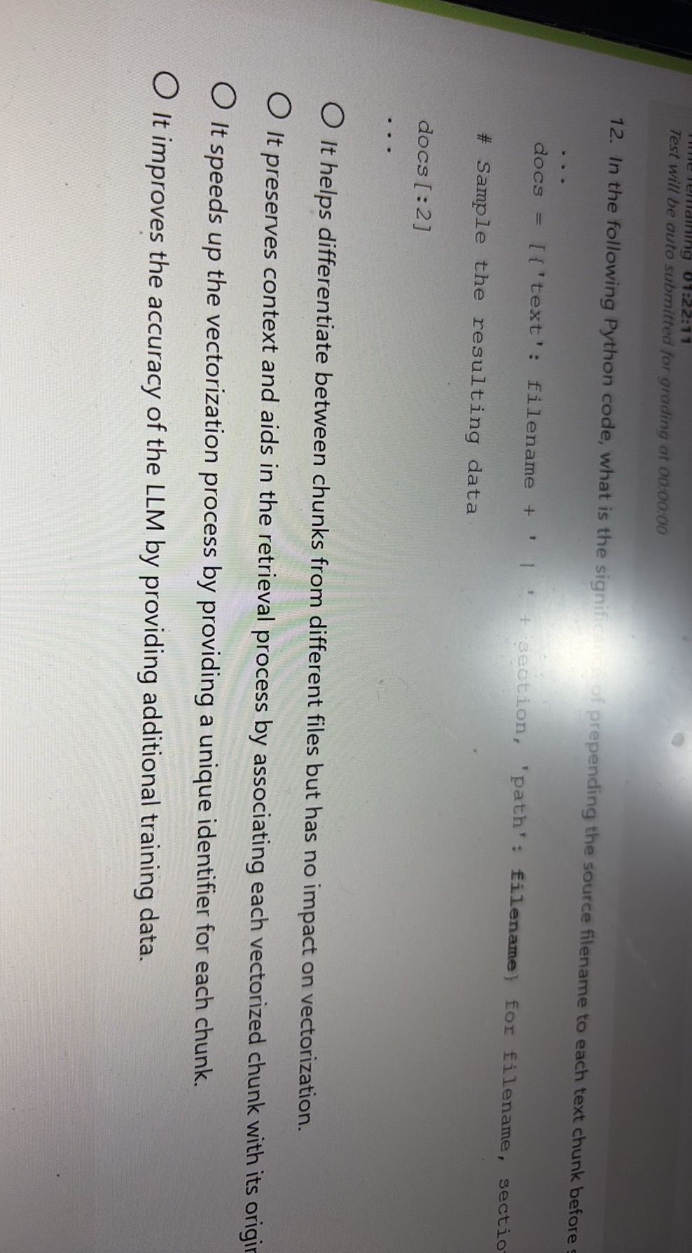 12. In the following Python code, what is | StudyX