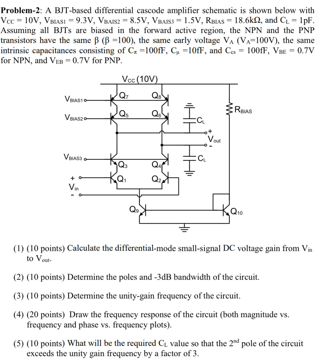 Problem-2: A BJT-based differential cascode | StudyX