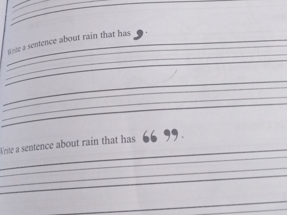Write a sentence about rain that has Write | StudyX
