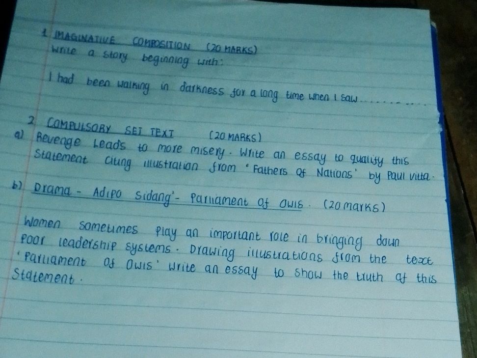 1 IMAGINATIVE COMPOSITION (20 MARKS) Write a | StudyX