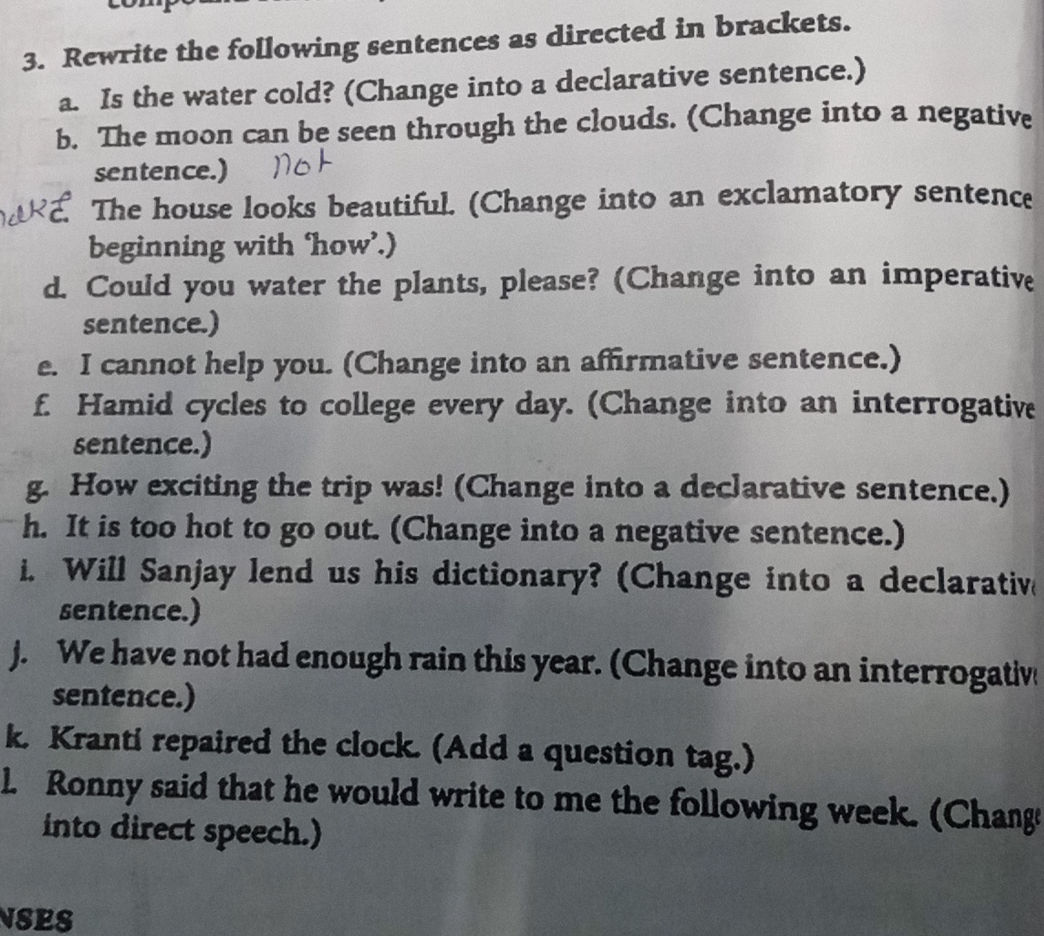 3. Rewrite the following sentences as | StudyX