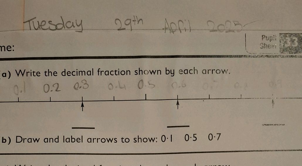 (a) Write the decimal fraction shown by each | StudyX