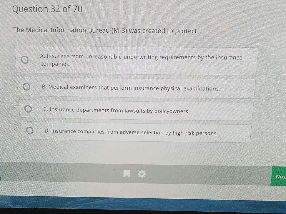 Question 32 of 70 The Medical Information | StudyX