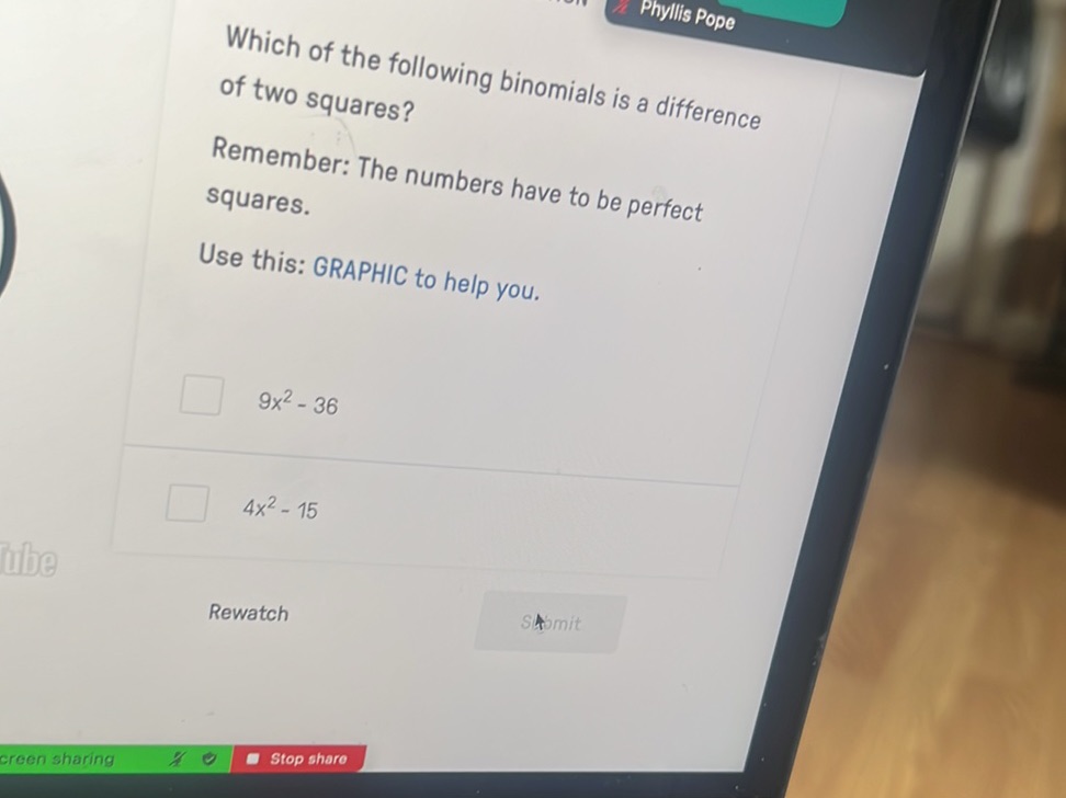 Which of the following binomials is a | StudyX