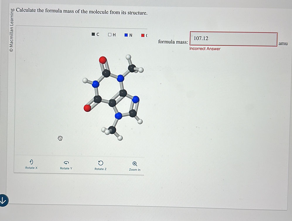 Calculate the formula mass of the molecule | StudyX