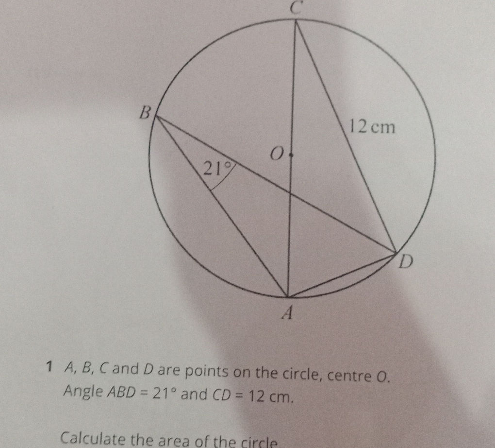 1 A, B, C and D are points on the circle, | StudyX