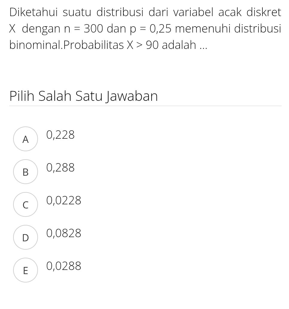 Diketahui suatu distribusi dari variabel | StudyX