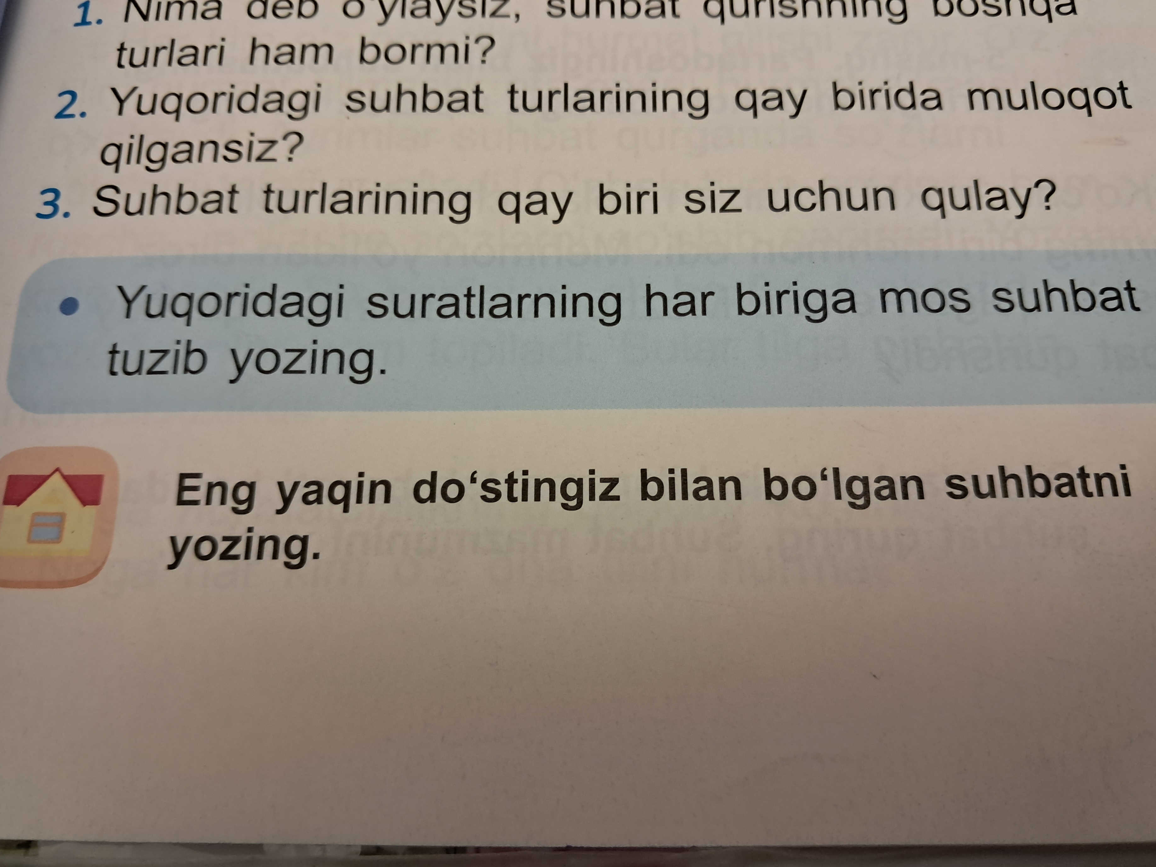 1. Nima deb o'ylaysiz, suhbat turlari ham | StudyX