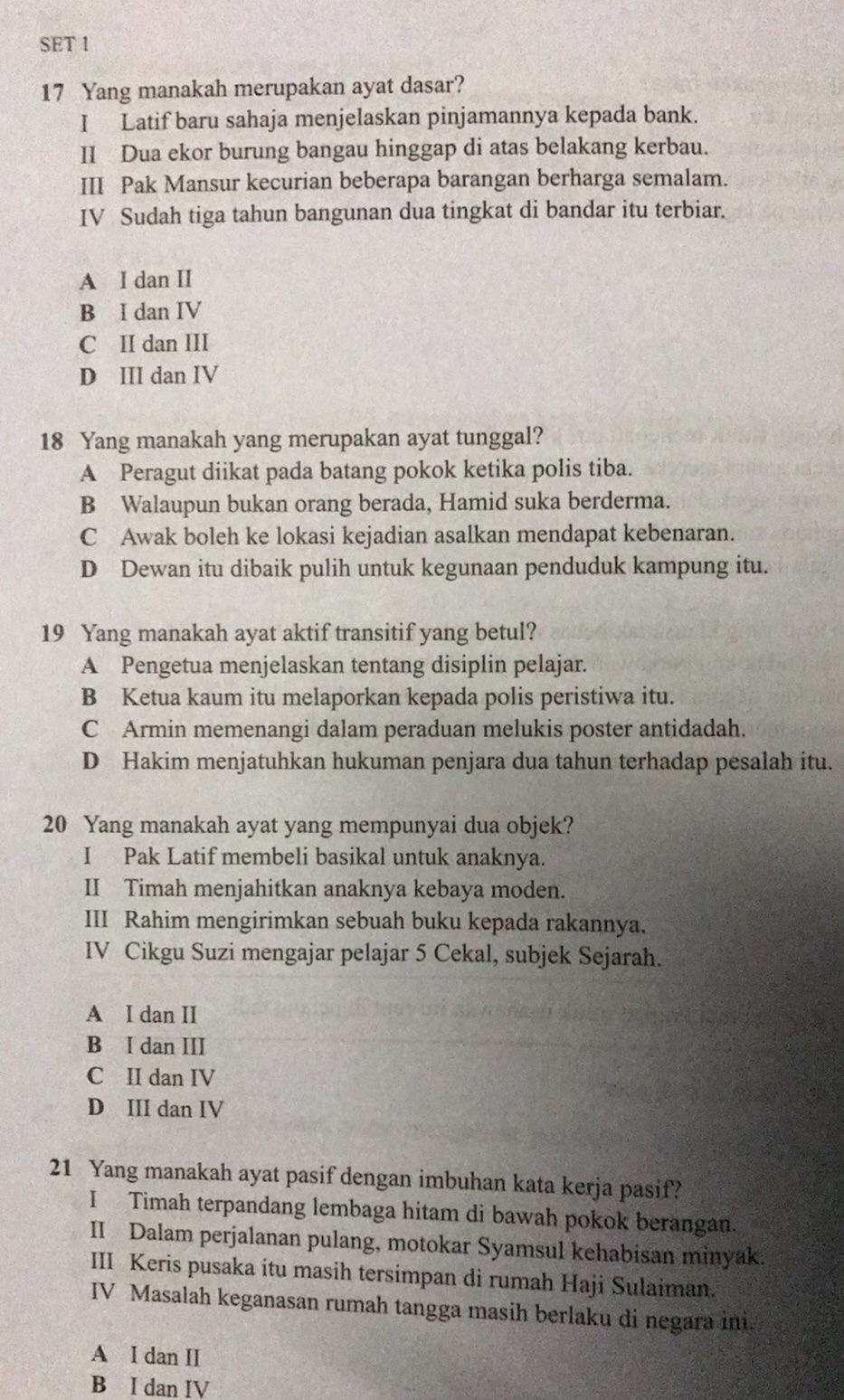 17 Yang manakah merupakan ayat dasar? I | StudyX