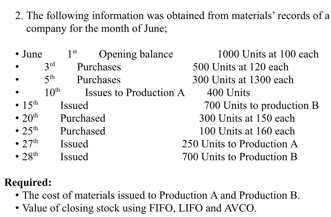 2. The following information was obtained | StudyX