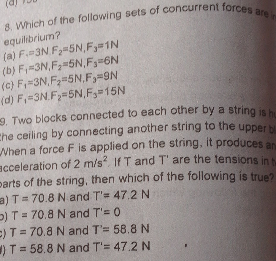 8. Which of the following sets of concurrent | StudyX
