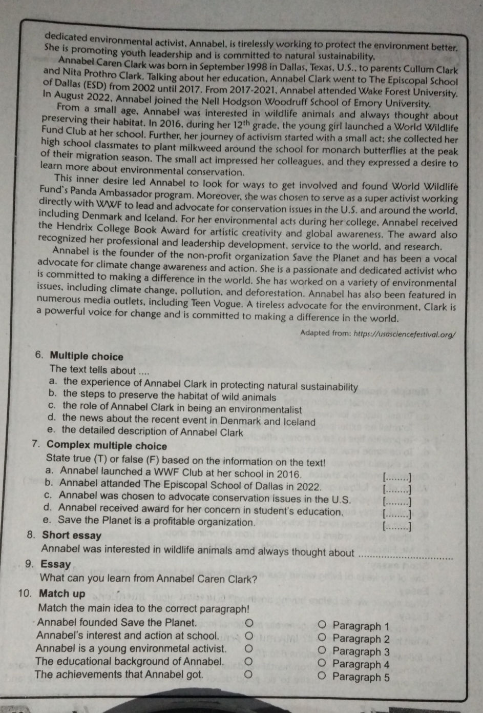 6. Multiple choice The text tells about.... | StudyX