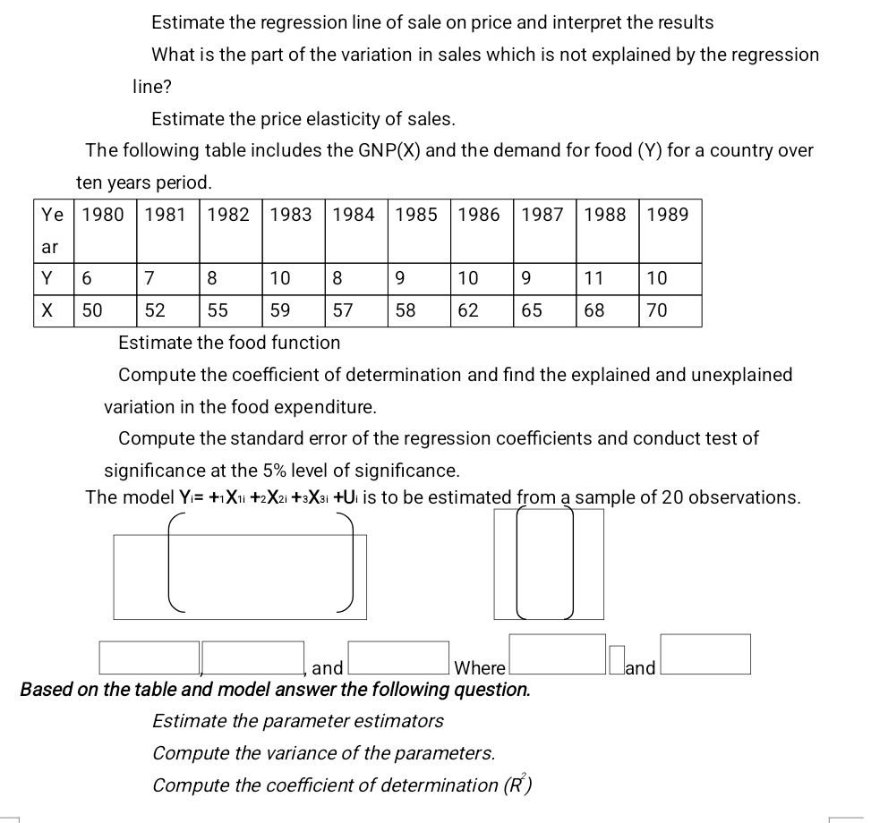 Estimate the regression line of sale on | StudyX