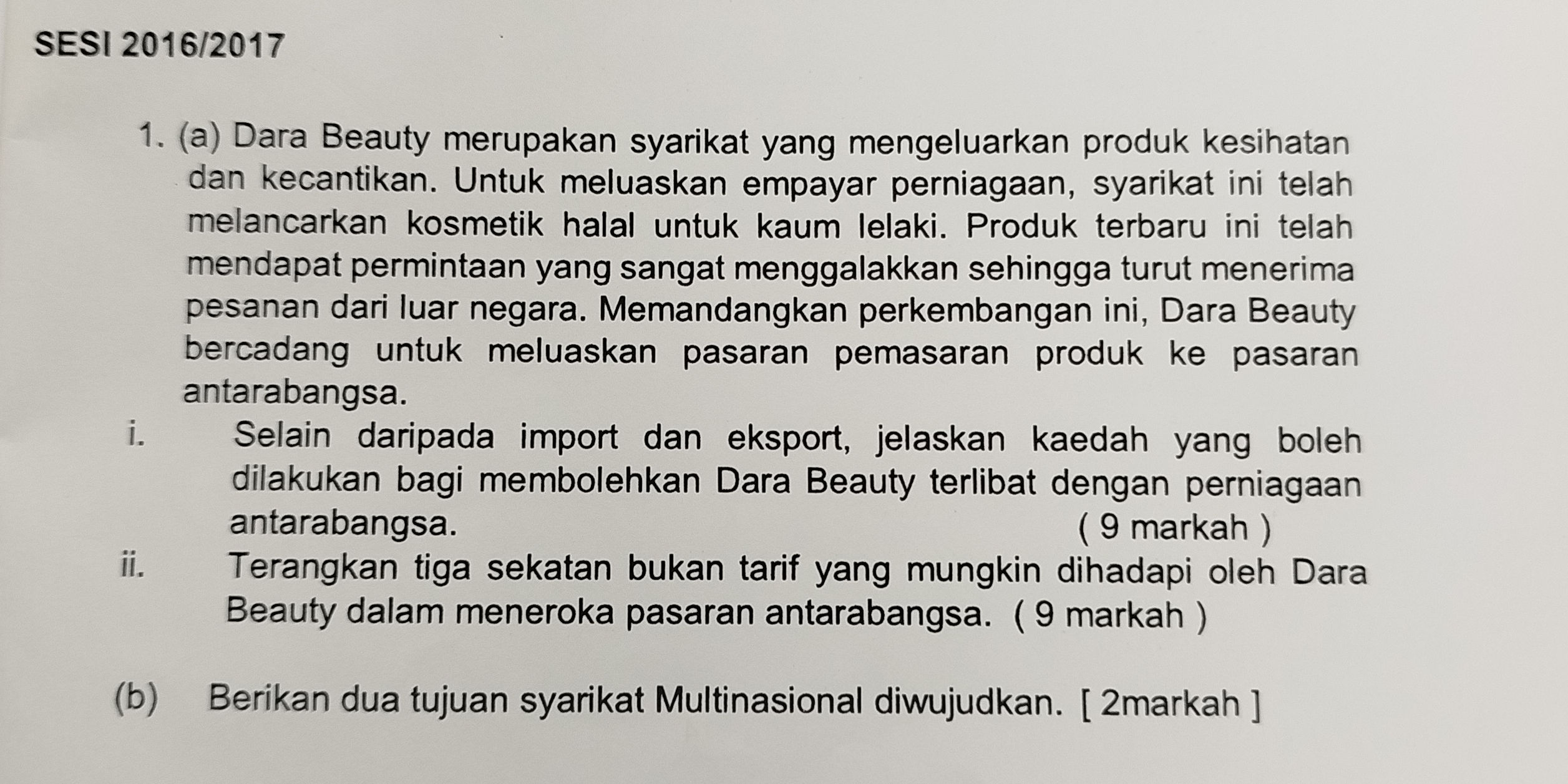 1. (a) Dara Beauty merupakan syarikat yang | StudyX