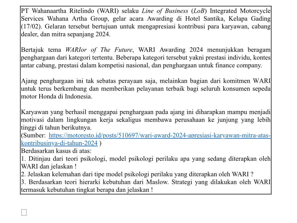 Berdasarkan kasus di atas: 1. Ditinjau dari | StudyX