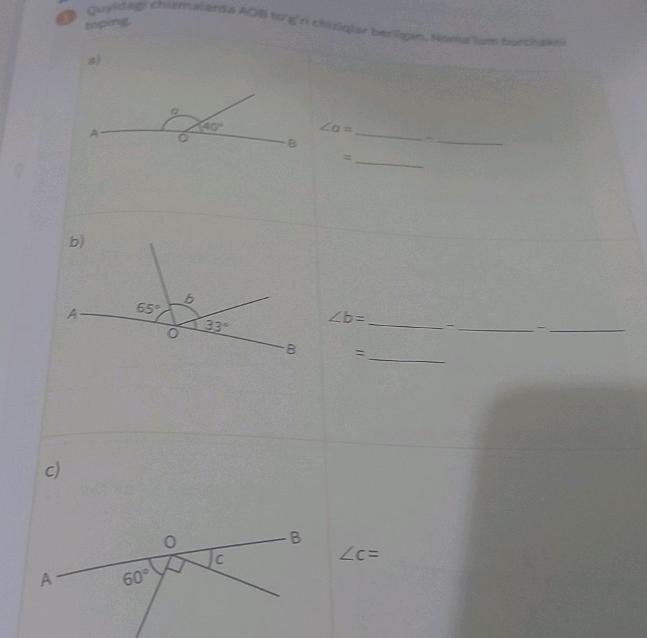 a) $ a = $ = b) $ b = $ = c) $ c | StudyX