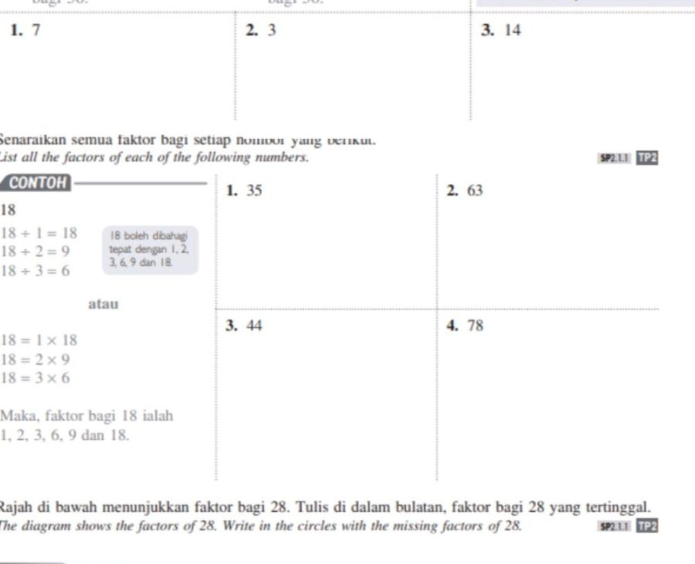 Senaraikan semua faktor bagi setiap nombor | StudyX