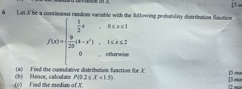 6 Let X be a continuous random variable with | StudyX