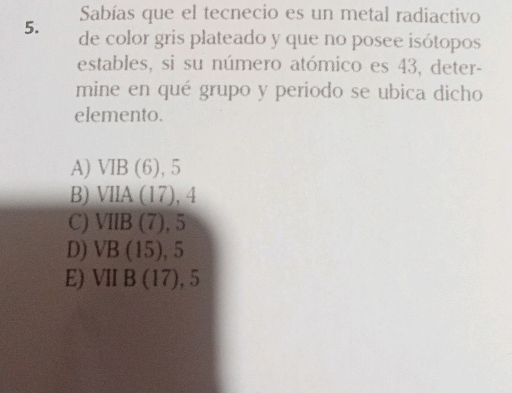 Sabías que el tecnecio es un metal | StudyX