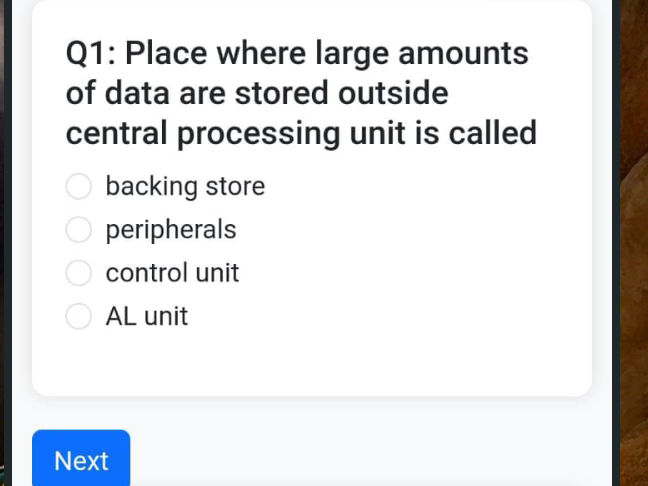 Q1: Place where large amounts of data are | StudyX