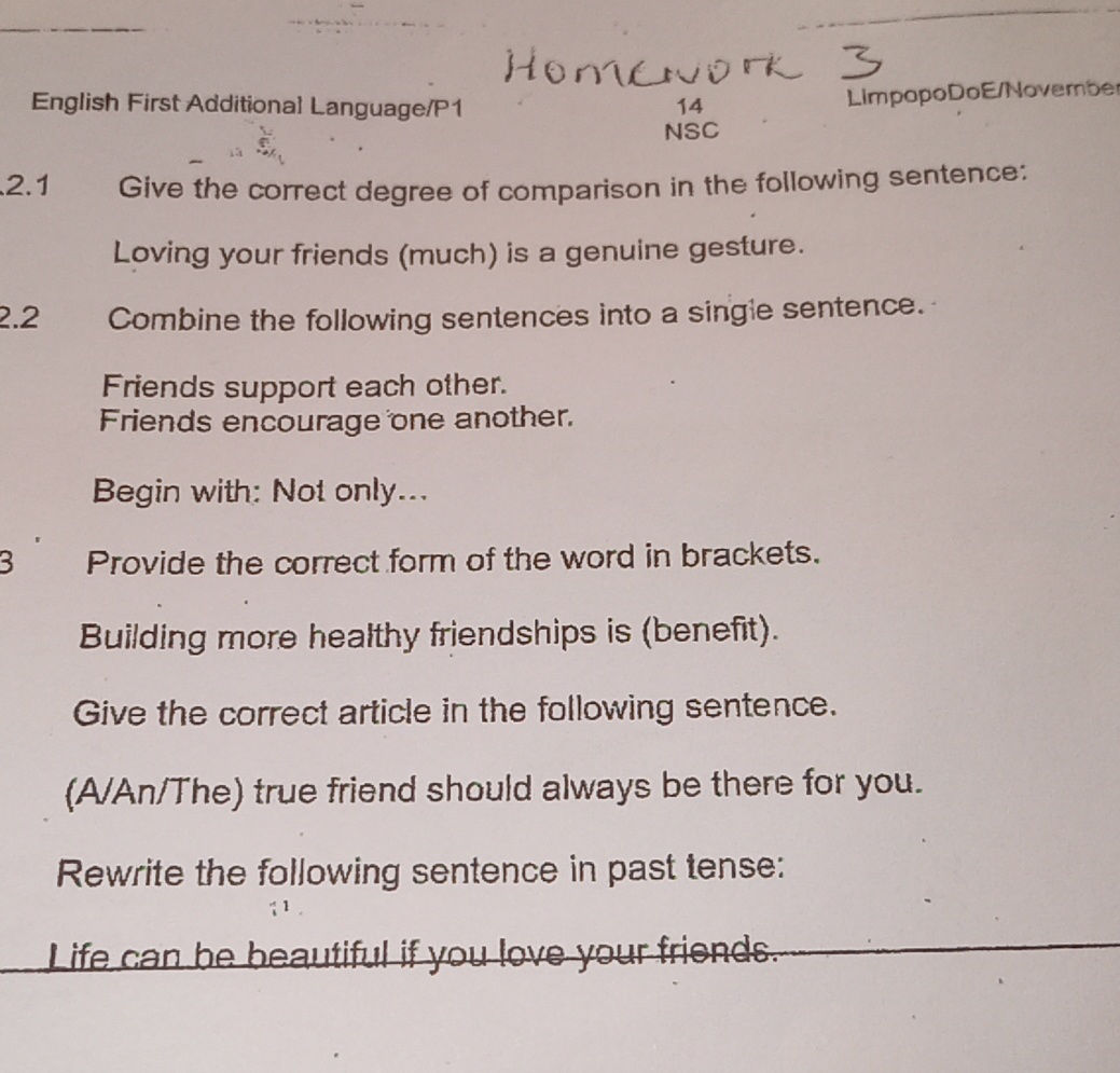 English First Additional Language/P1 | StudyX