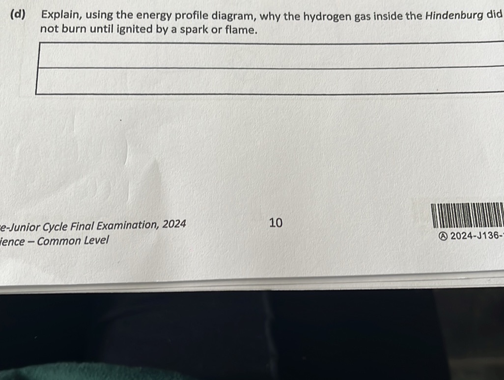 (d) Explain, using the energy profile | StudyX