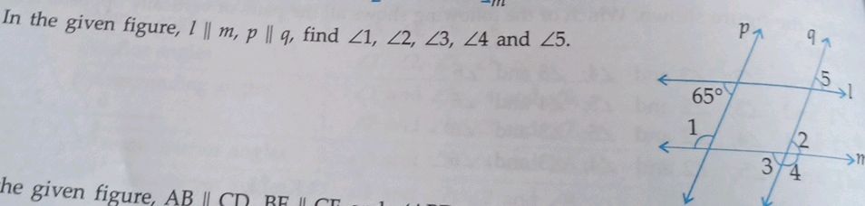 In the given figure, $l m$, $p q$, find | StudyX