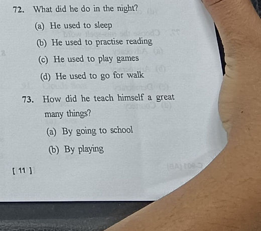 72. What did he do in the night? (a) He | StudyX