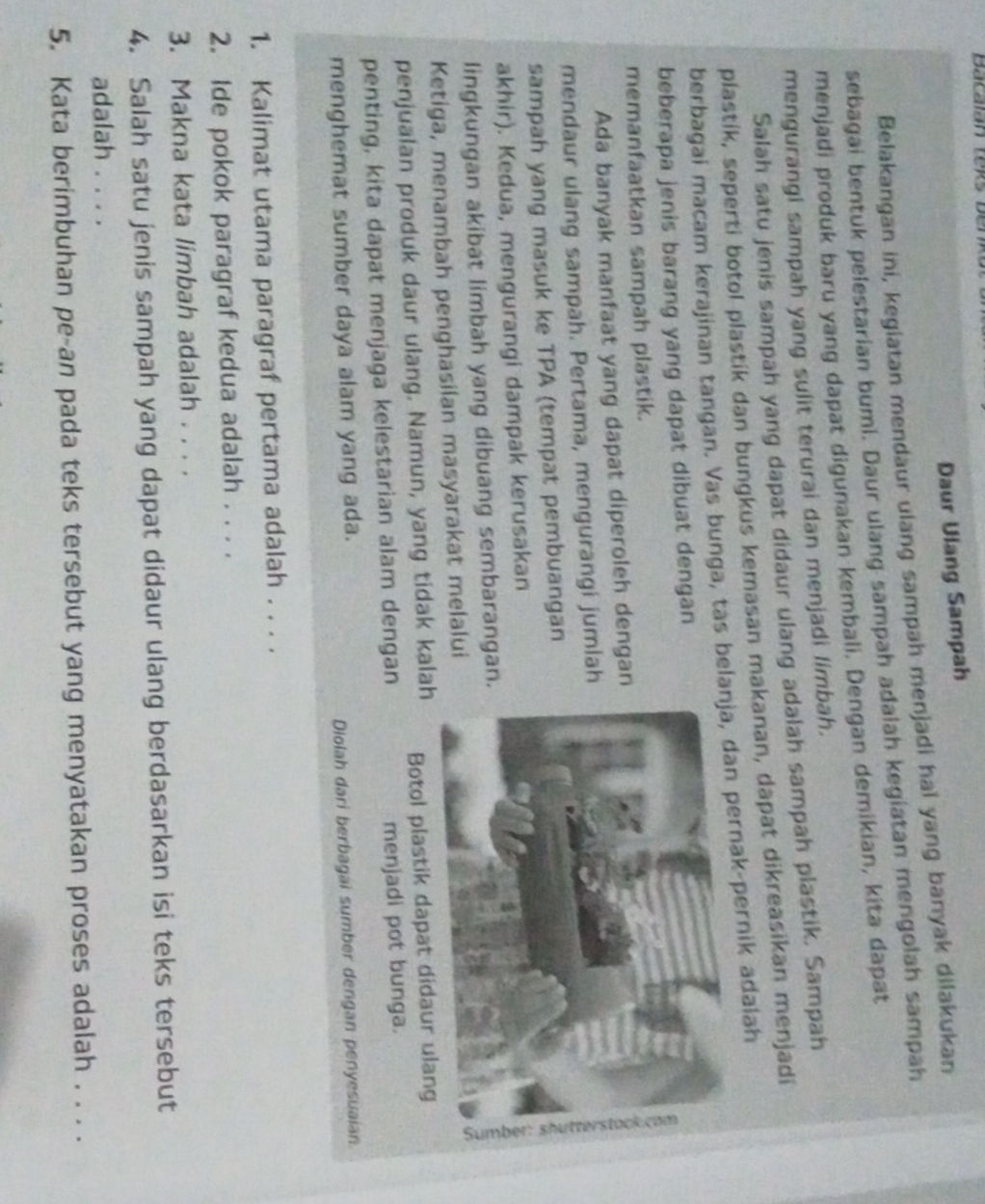 1. Kalimat utama paragraf pertama adalah ... | StudyX