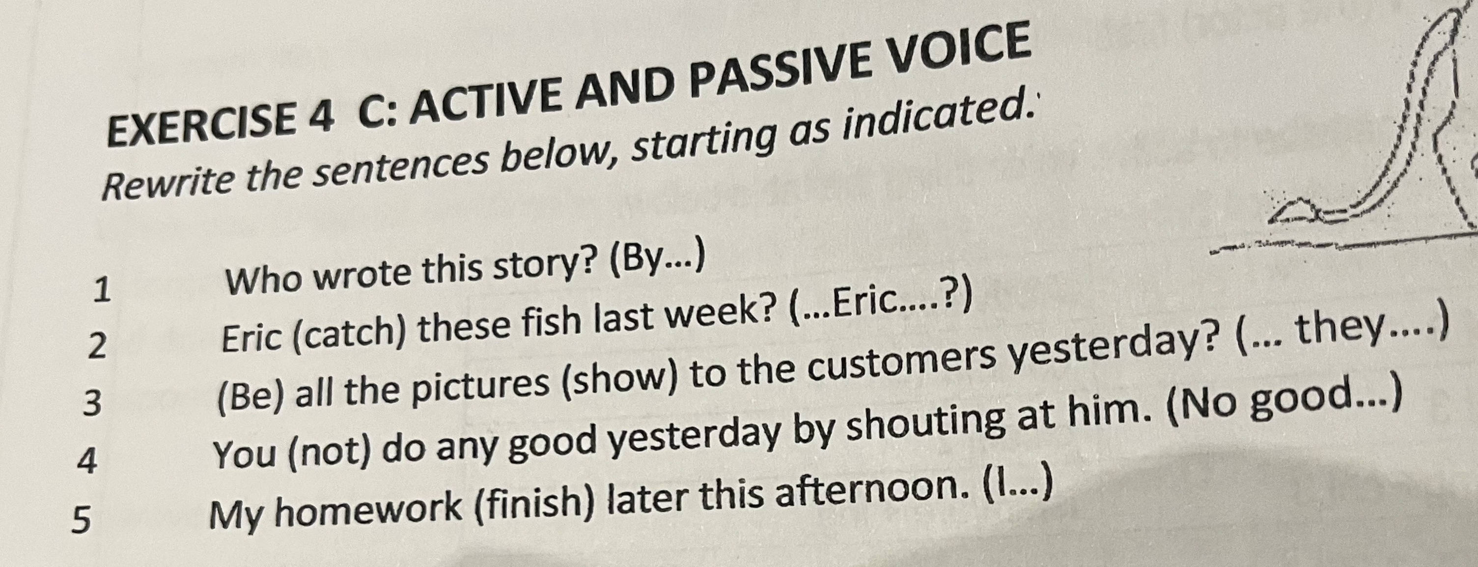 EXERCISE 4 C: ACTIVE AND PASSIVE VOICE | StudyX
