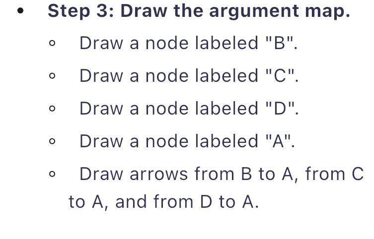 Step 3: Draw the argument map. Draw a node | StudyX