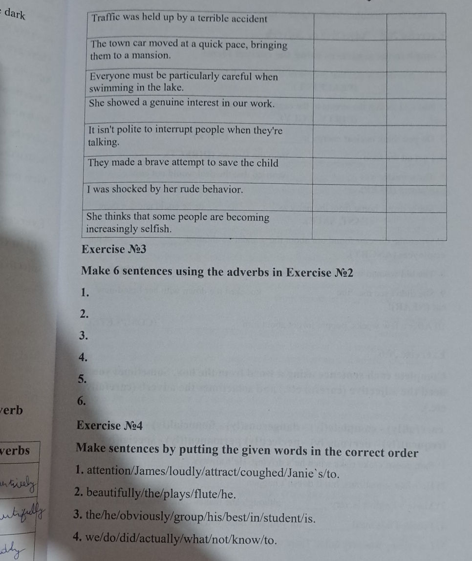Exercise №3 Make 6 sentences using the | StudyX