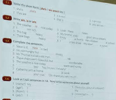 Write the short form (she's / we aren't etc) | StudyX