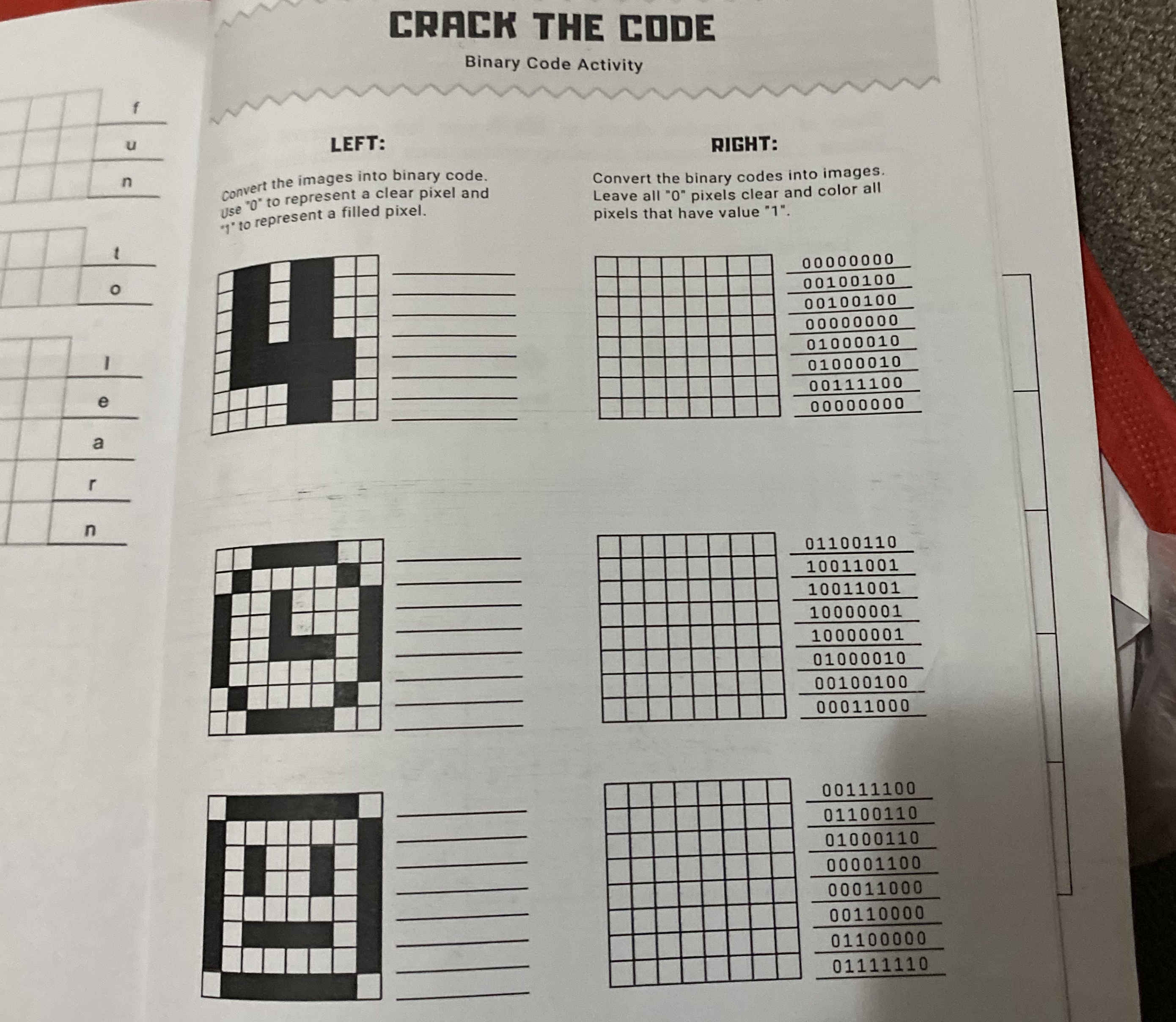 LEFT: Convert the images into binary code. | StudyX