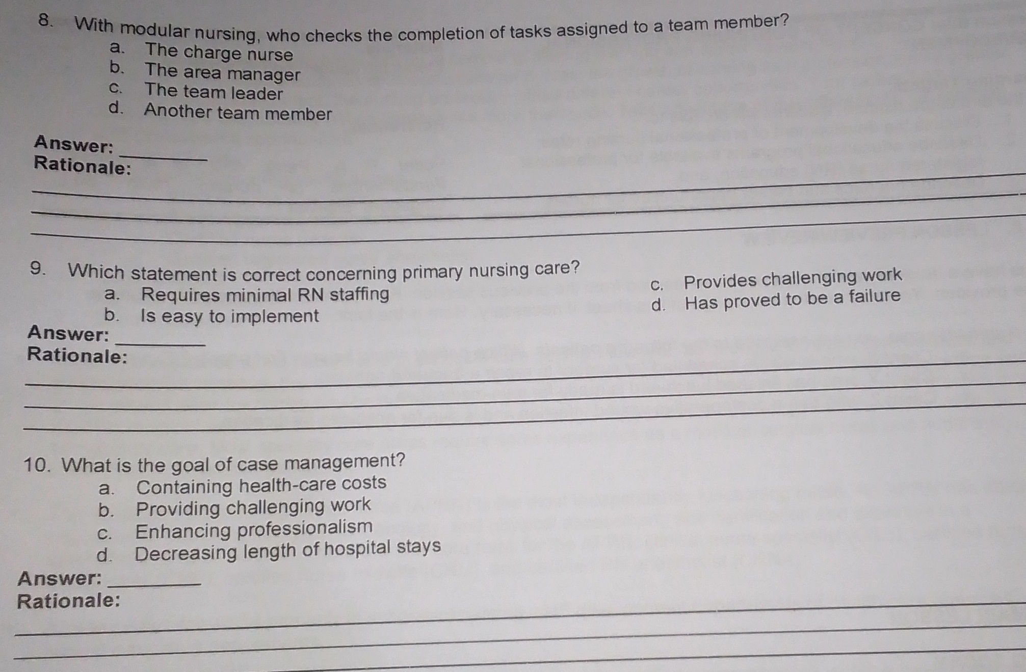 8. With modular nursing, who checks the | StudyX