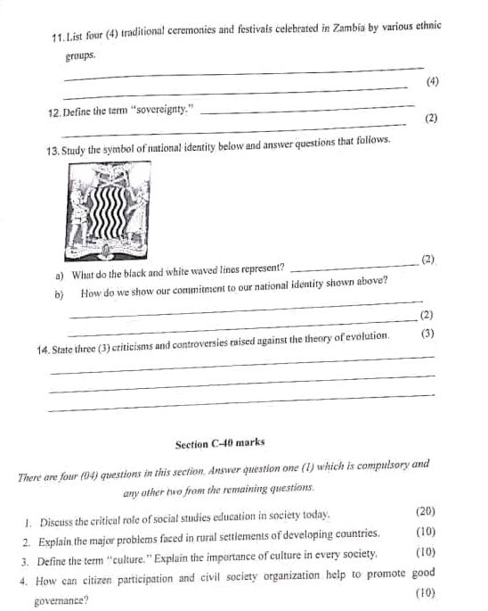 11. List four (4) traditional ceremonies and | StudyX